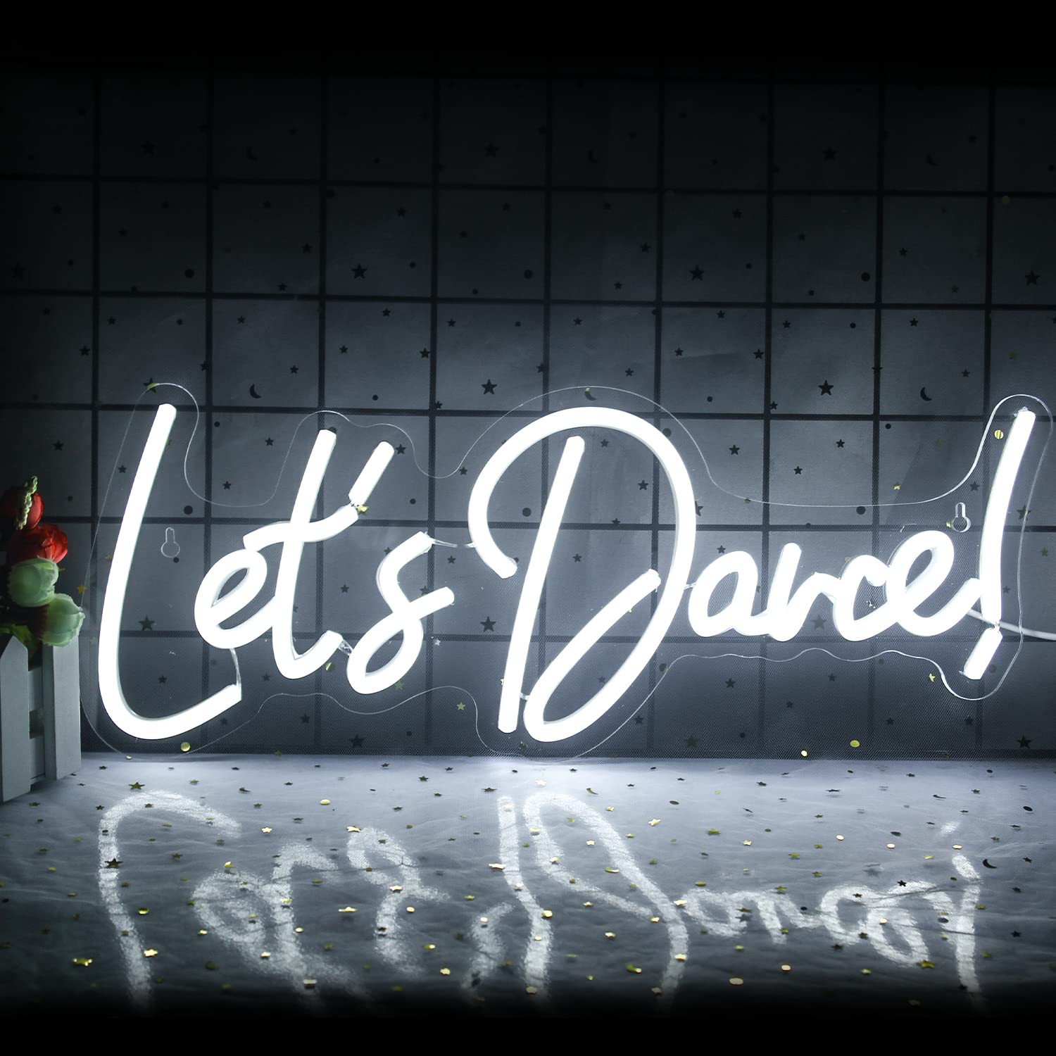 Let's Danced Neon Signs Let's Dance Neon Light Up Sign White Led Word ...