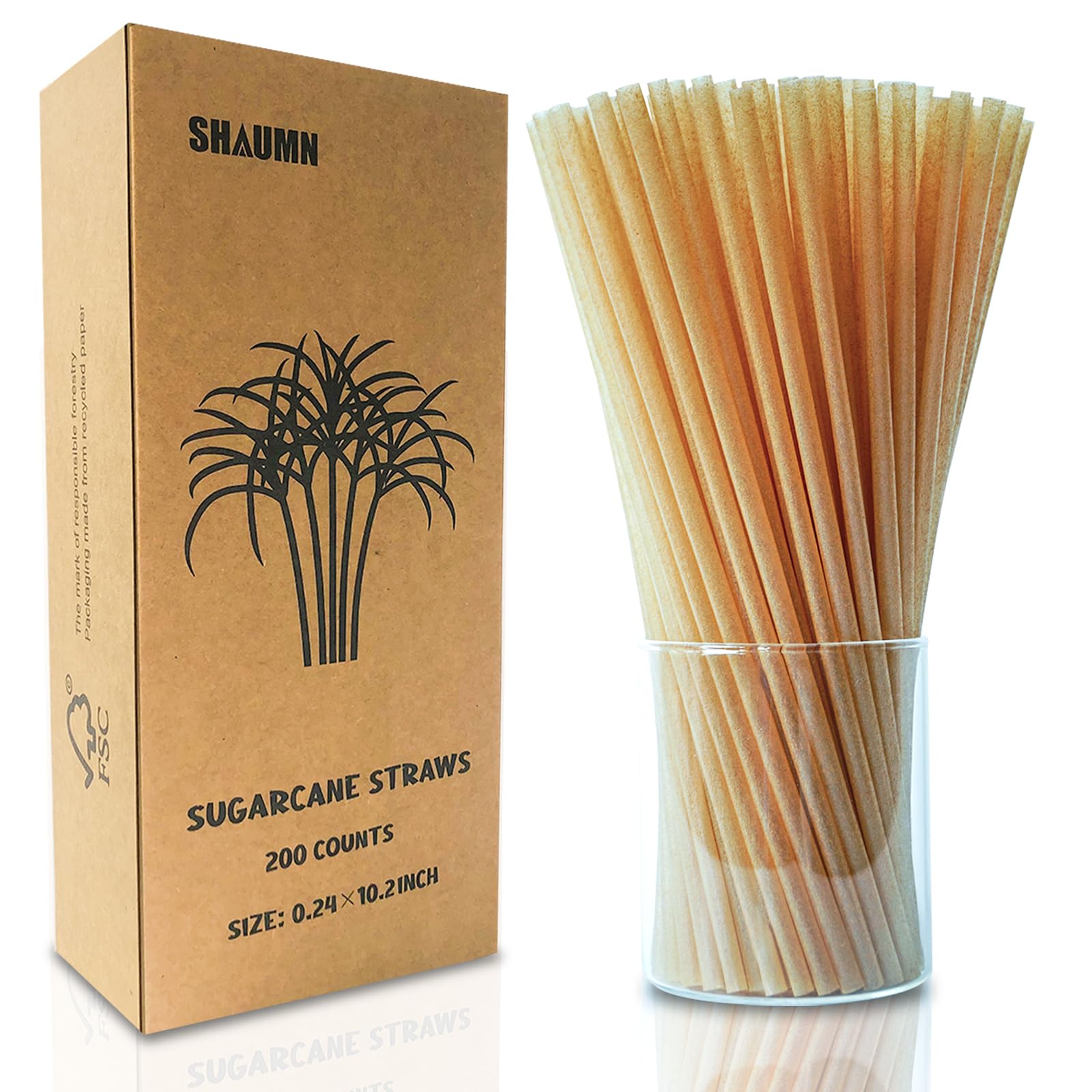 Biodegradable Sugarcane Straws 10.2 Inch Long Compostable Drinking ...