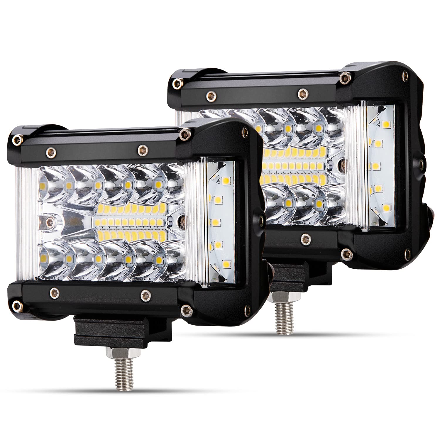 FIERYRED Side Shooter LED Pods 4 Inch Spot Flood Combo LED Light Bar ...
