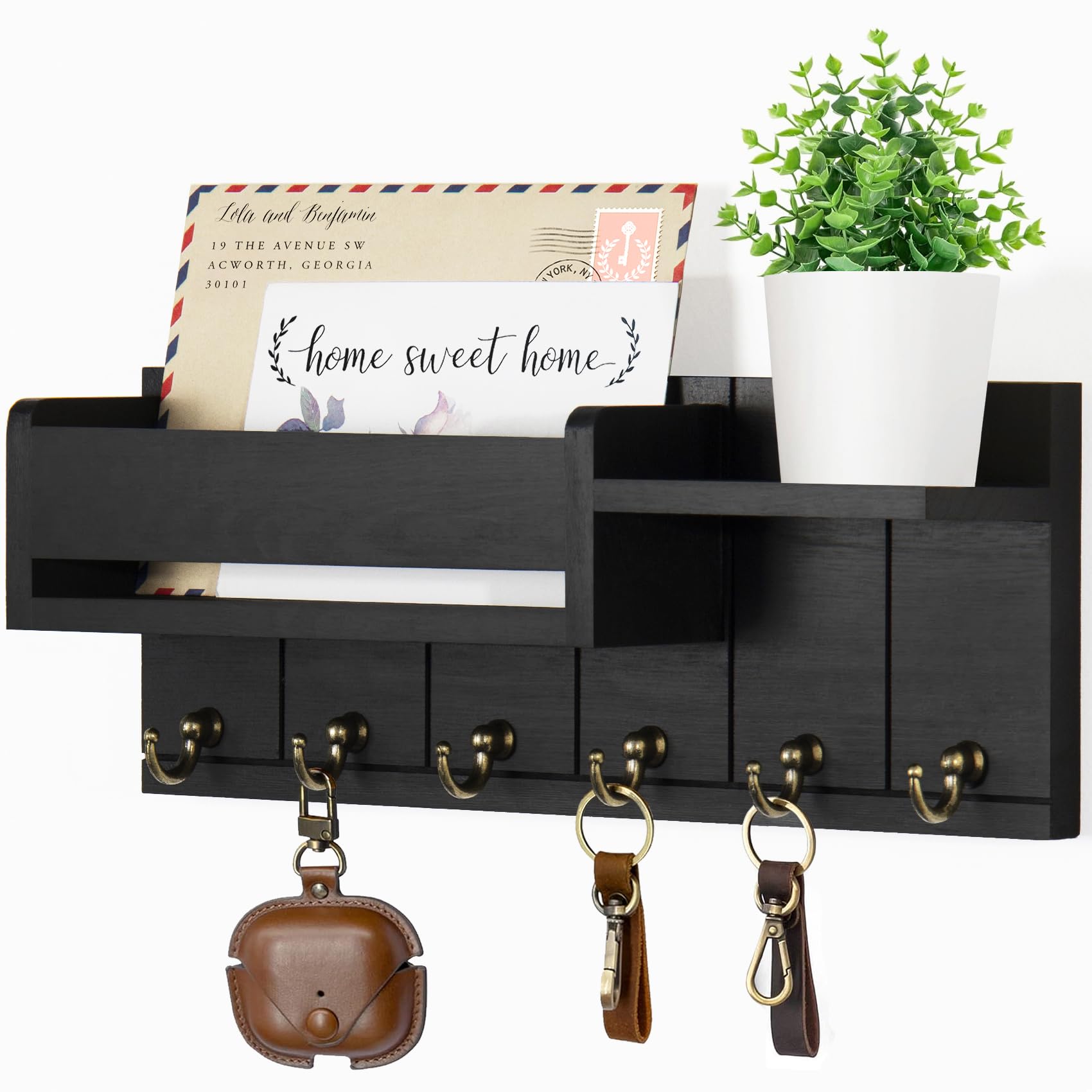Mua Key Holder Wall Mount - Decorative Key Rack and Mail Organizer with ...