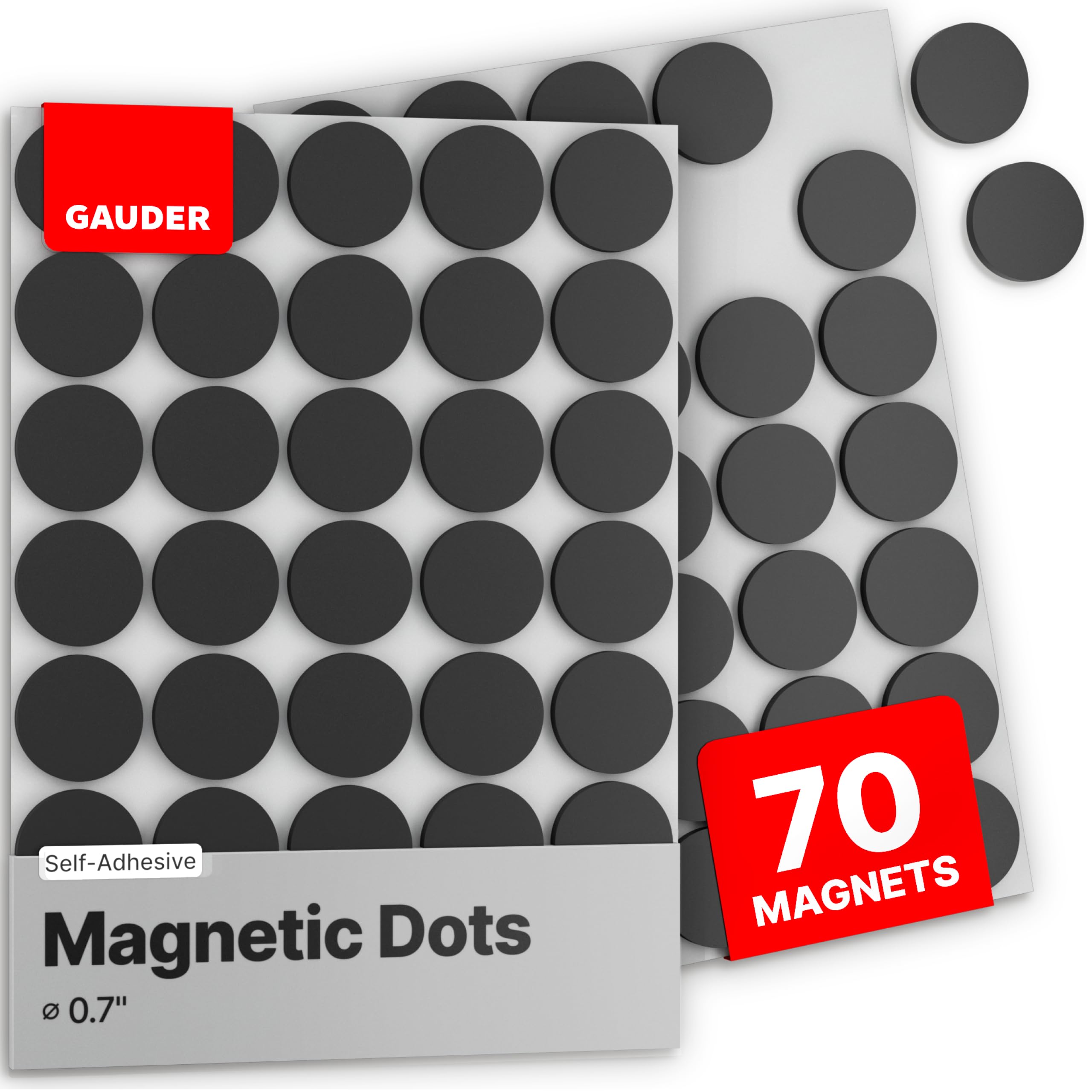 GAUDER Magnetic Dots and Squares | Small Sticky Magnets with Adhesive ...