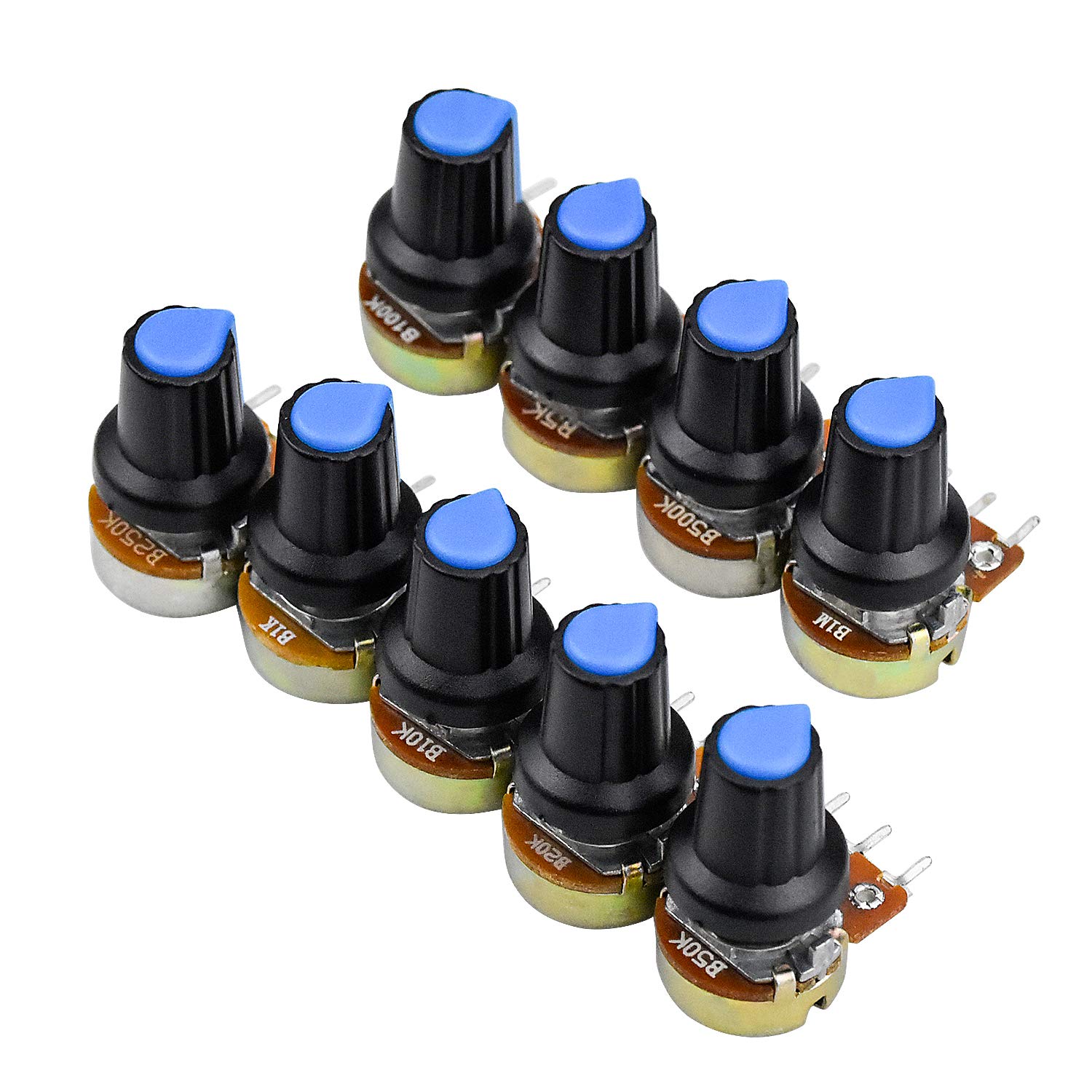 18Pcs1K 5K 10K 20K 50K 100K 250K 500K 1M Ohm Linear Potentiometer 3 ...