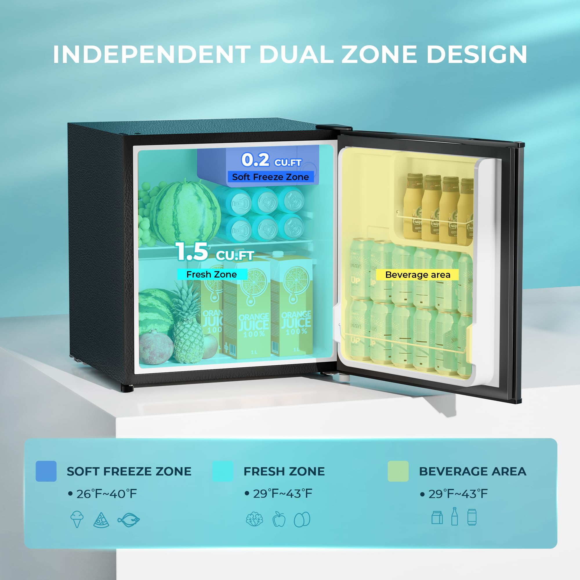 Mua 1.7 Cu.Ft Mini Fridge with Freezer, Reversible Single Door Compact ...