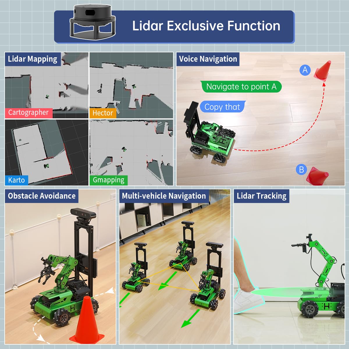 Mua JetAuto Pro ROS2 Robot Car with 5DOF AI Vision Robotic Arm Support ...