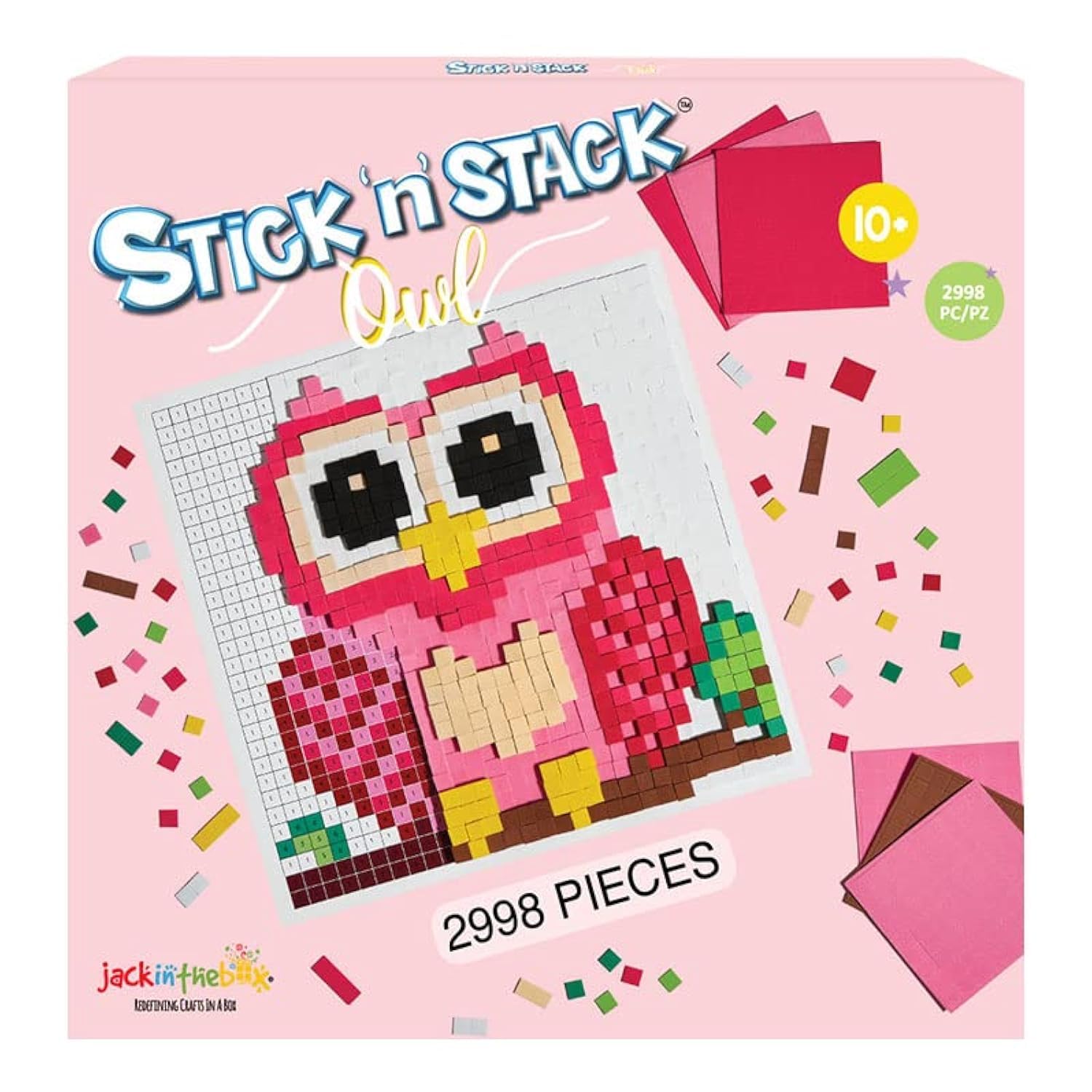 STICK 'N' STACK Mosaic Arts and Crafts for Kids and Adults with 3D Foam Stickers, Owl Design ...
