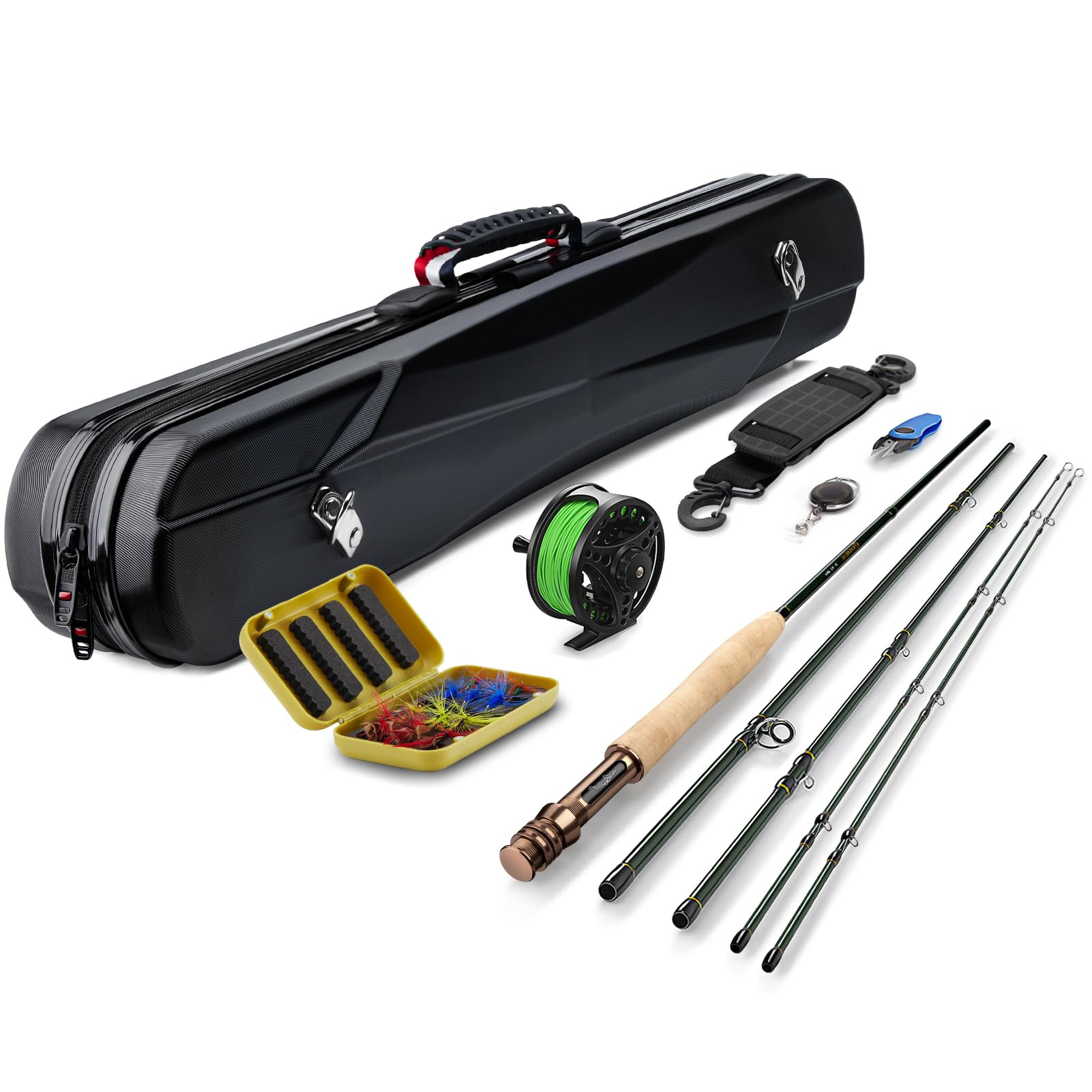 Gonex Fly Fishing Rod and Reel Combo Starter Kit, Fly Rod 8FT 4-Piece ...