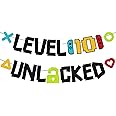Amazon.com: Level 10th Unlocked Sign Banner Happy 10th Birthday Level ...