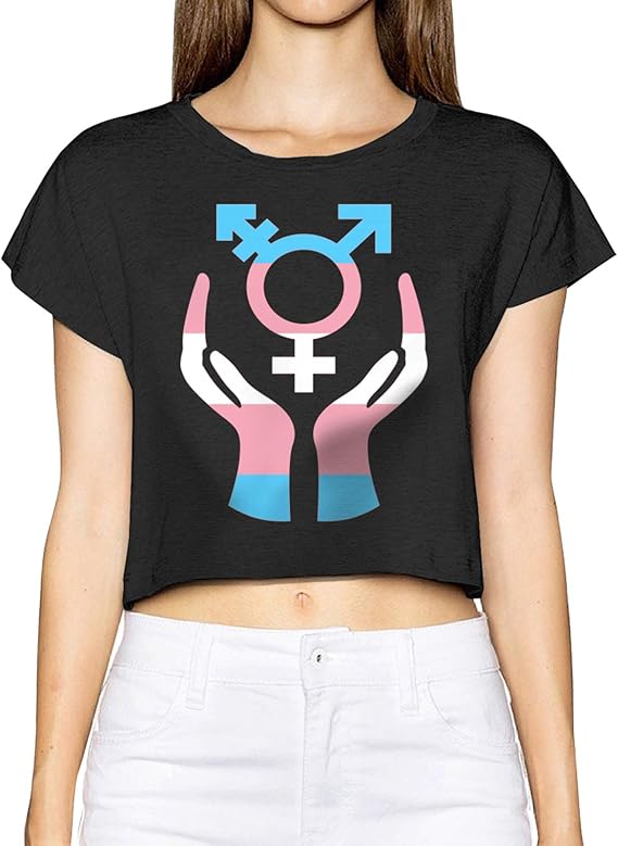 Support Transgender Rights Womens Short Sleeve T Shirt Crop Top Tees ...