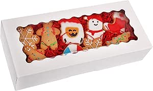 20-Pack Cookie Boxes with Window, 12.5" x 5.5" x 2.5", White Bakery ...