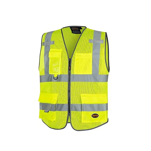Pioneer Safety Vest for Men – Hi Vis Reflective Mesh Neon, 9 Pockets ...