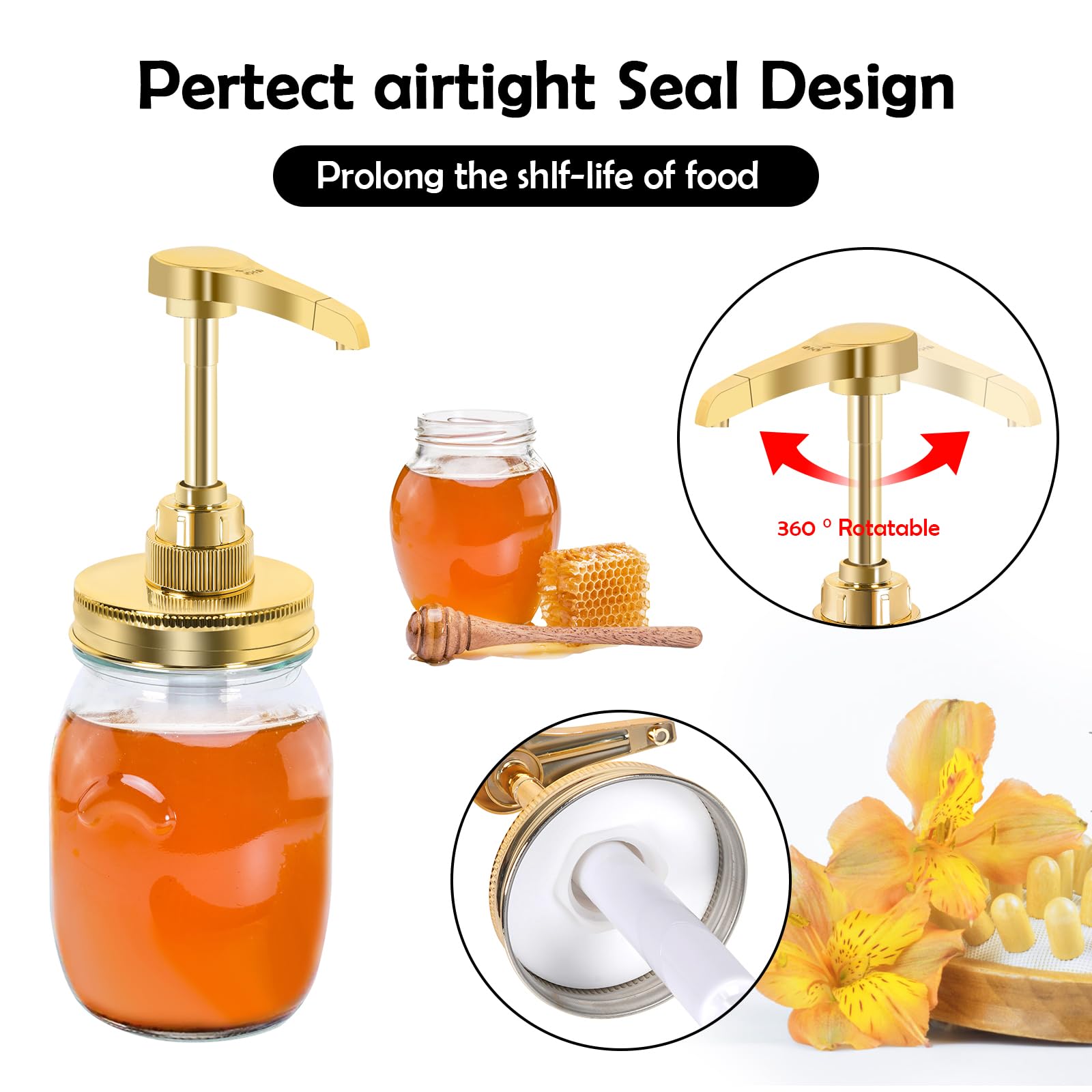 Mua Maple Caramel Honey & Syrup Dispenser Pump fit 3.38 Inch Wide Mouth ...