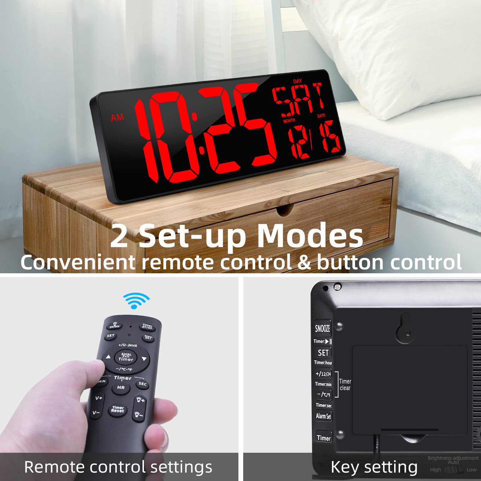 Mua TXL Digital Wall Clock Large Display, 16.5" LED Wall Clock with ...
