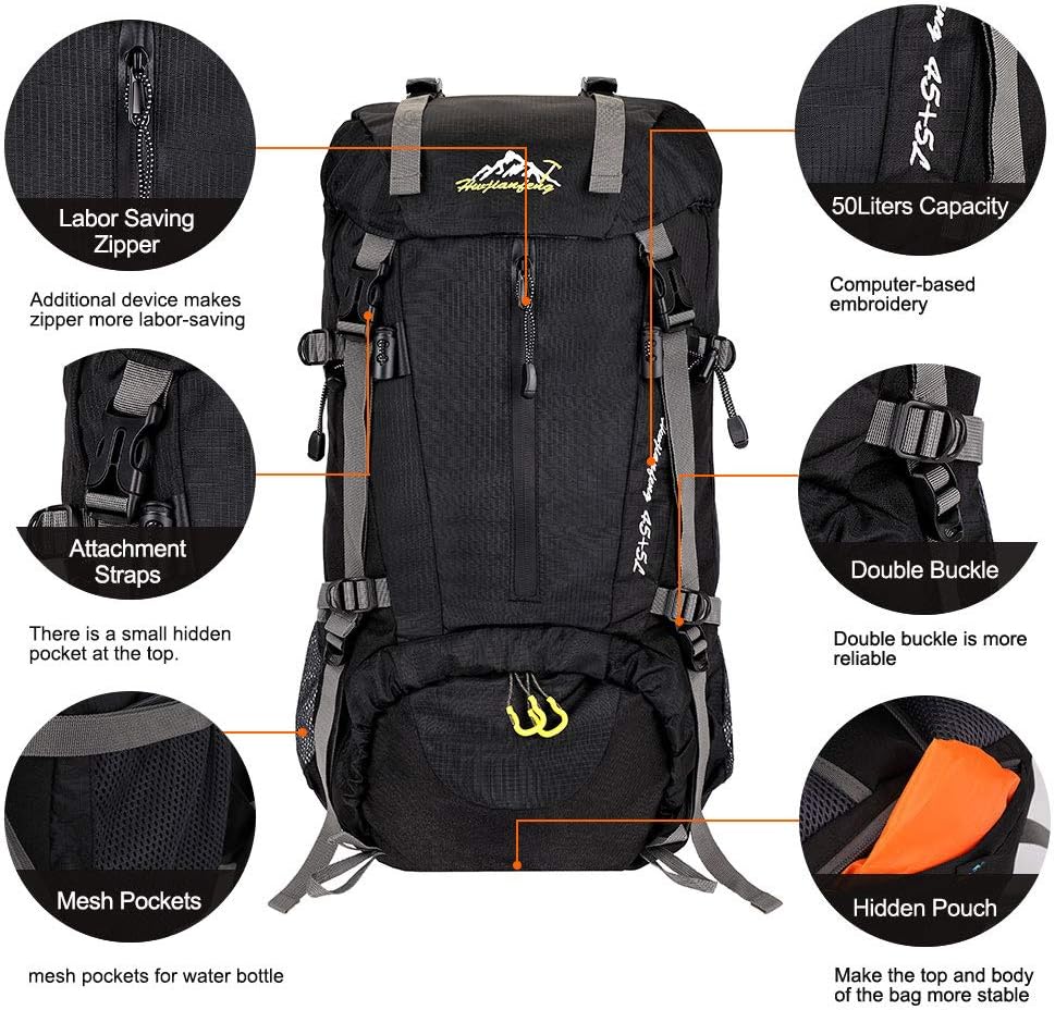 SKYSPER Travel Backpack Hiking Rucksack 50L Large Day Pack Men Women ...