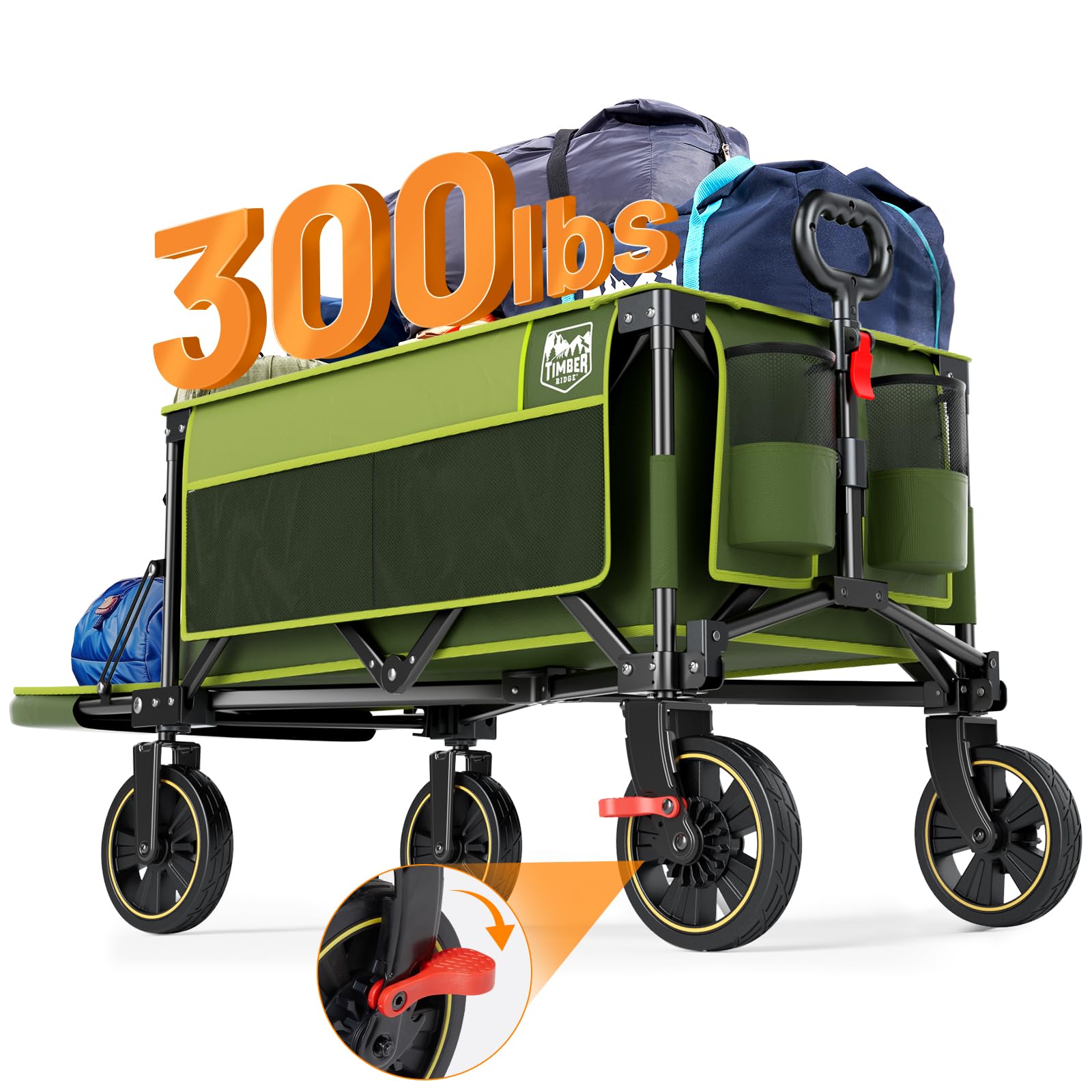 TIMBER RIDGE 49" Extra Long Collapsible Folding Wagon with Tailgate and ...