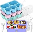 Amazon.com: Bento Box Adult Lunch Box - 4 Pack, 5 - Compartment Meal Prep Container for Kids ...