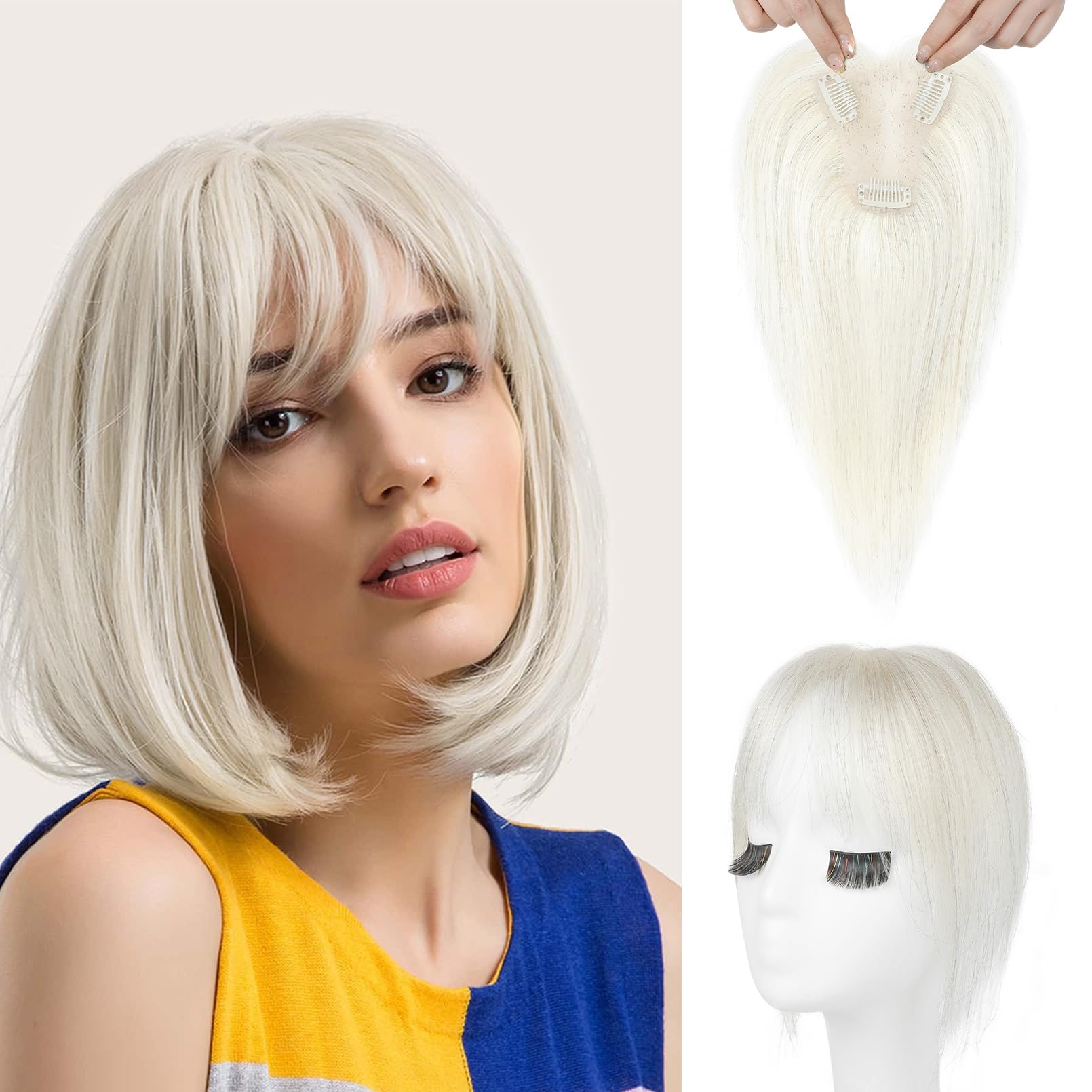 REECHO Hair Toppers for Women Real Human Hair, Seamless Human Hair ...