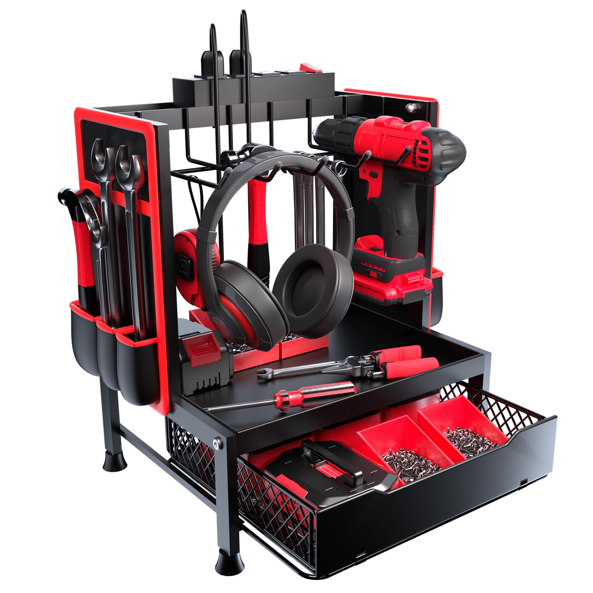 Amoowis Desktop Tool Organizer with Charging Station and Tool Bag for ...