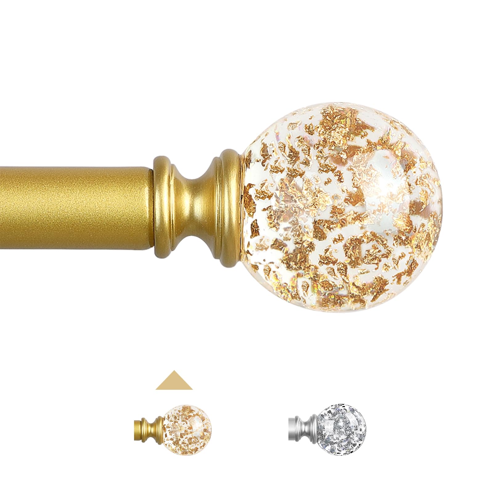 TVWOO Gold Curtain Rods for Windows 66 to 120 Inch,Heavy Duty Curtain ...