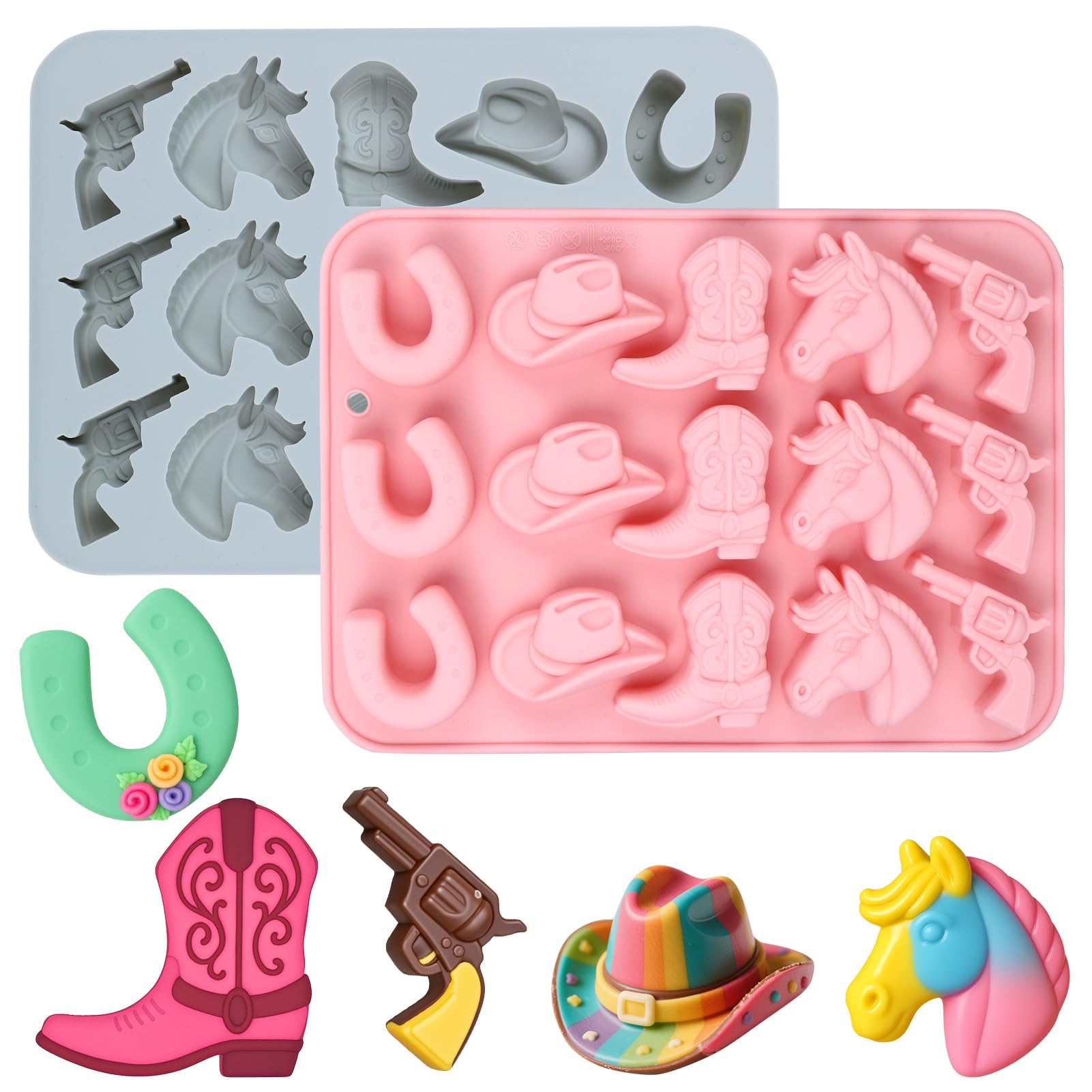 Palksky Cowboy Chocolate Molds, 2Pack Western Theme Silicone Mold ...