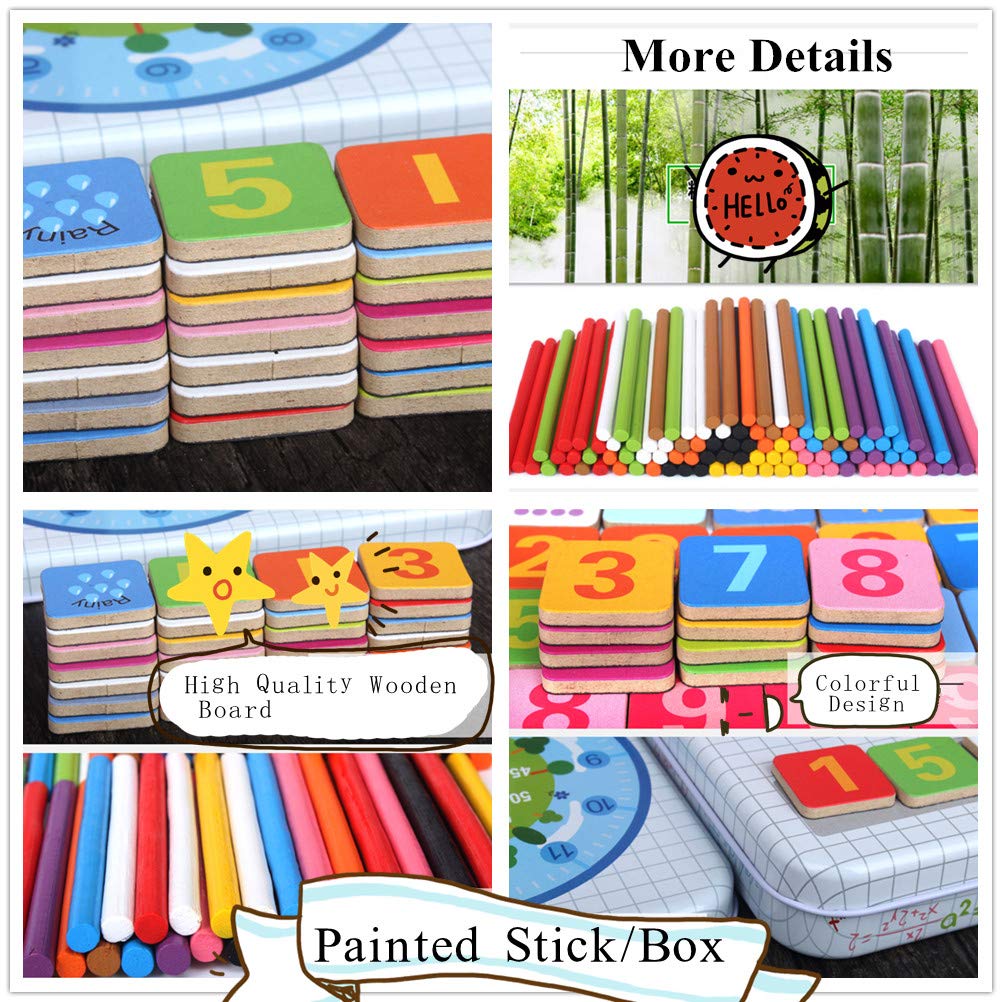 Double Covered Kids Learning Math Box Wooden Number Blocks,Magnetic ...