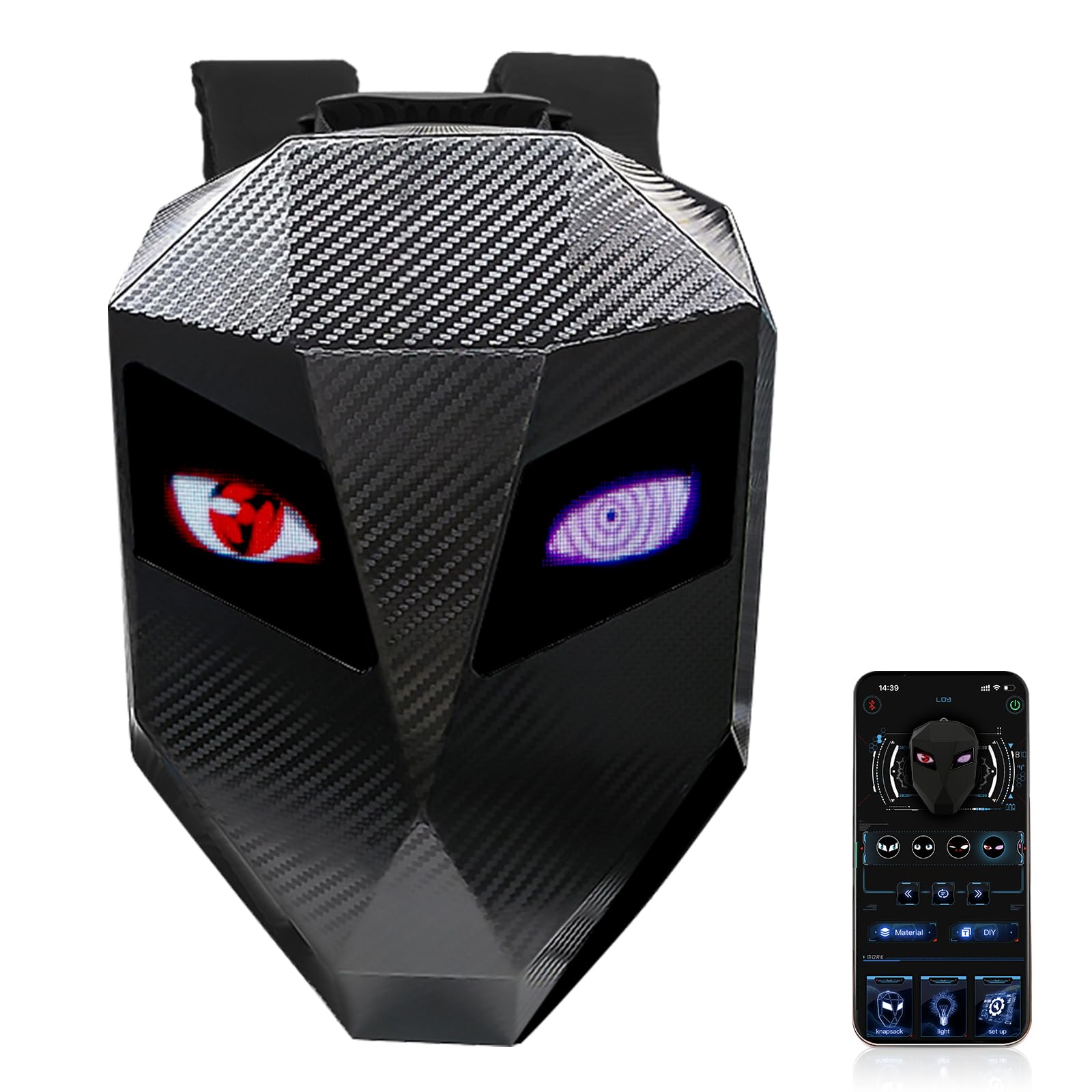 TEMSONE Carbon Fiber Motorcycle LED Knight Backpack with Full-color ...