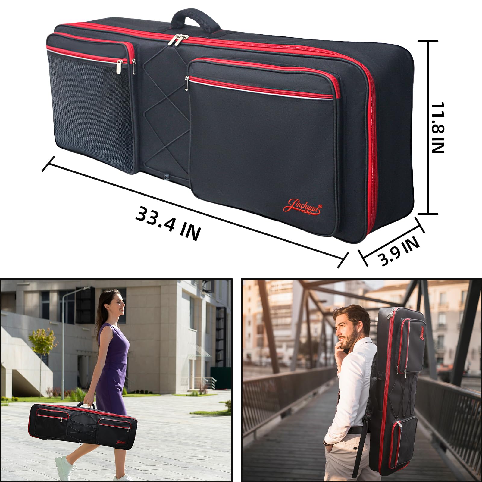 Chehery 49 Key Keyboard Case Carrying Bag - Keyboard Piano Gig Bag ...