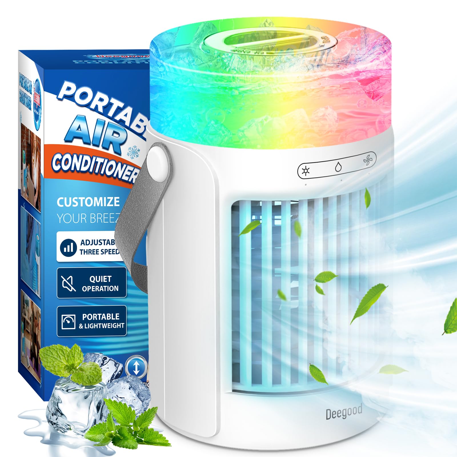 Portable Air Conditioners Fan, 600ML Evaporative Mini Air Cooler with 3 ...