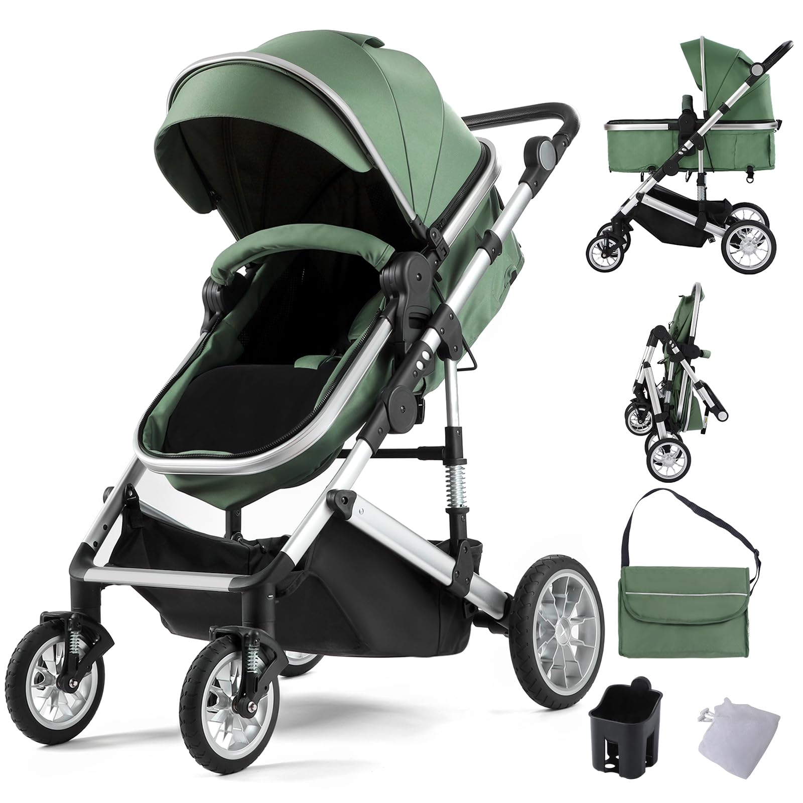 2-in-1 Convertible Baby Stroller with Bassinet & Toddler Mode ...
