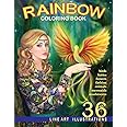 Amazon.com: Rainbow. Line Art Coloring Book: Coloring Book for Adults ...