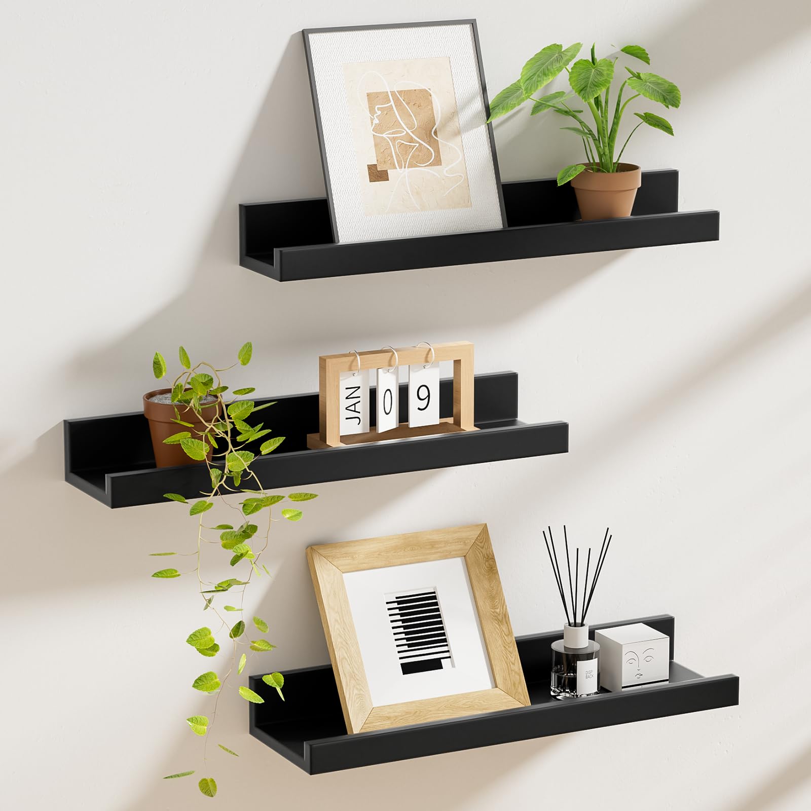 Heimlove Floating Shelves Set of 3, Picture Ledge Shelf, 16 inch ...