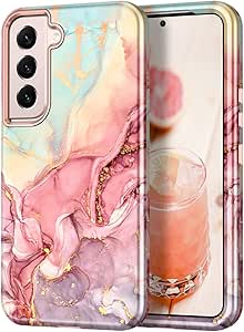 Amazon.com: Btscase for Samsung Galaxy S22 5G Case,Marble Pattern 3 in 1 Heavy Duty Shockproof ...