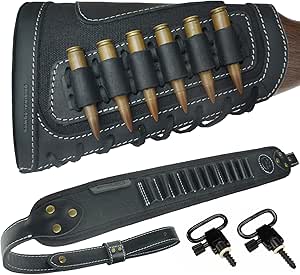 Amazon.com : Leather Rifle Buttstock Pouch Ammo Holder and Rifle Sling ...