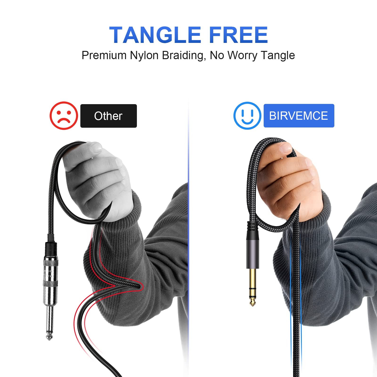 Mua Birvemce 2 Pack Premium TRS Cable 10FT, 1/4 Inch TRS Cable- Noise ...