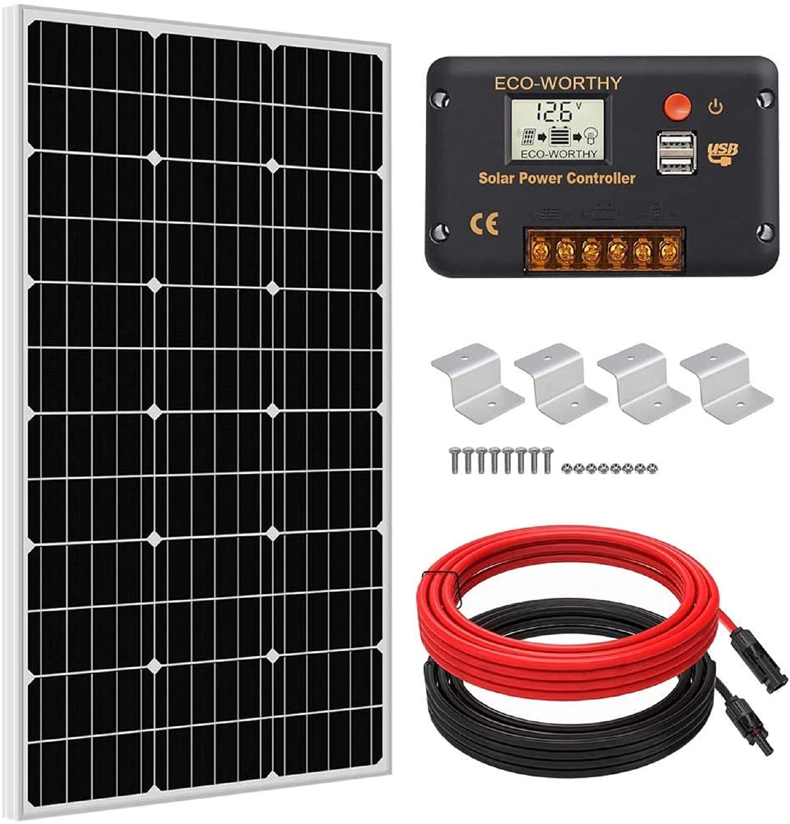 Mua ECO-WORTHY Solar Panel, 100 W, Monocrystal, 12 V, Solar Panel Kit ...