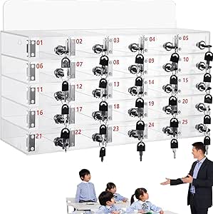 Cell Phone Lock Box with Door Locks and Keys, Wall-Mounted Pocket ...
