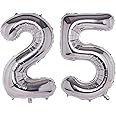 Amazon.com: WEIKA 40 Inch Number 25 Balloons, Silver Giant Jumbo Helium ...