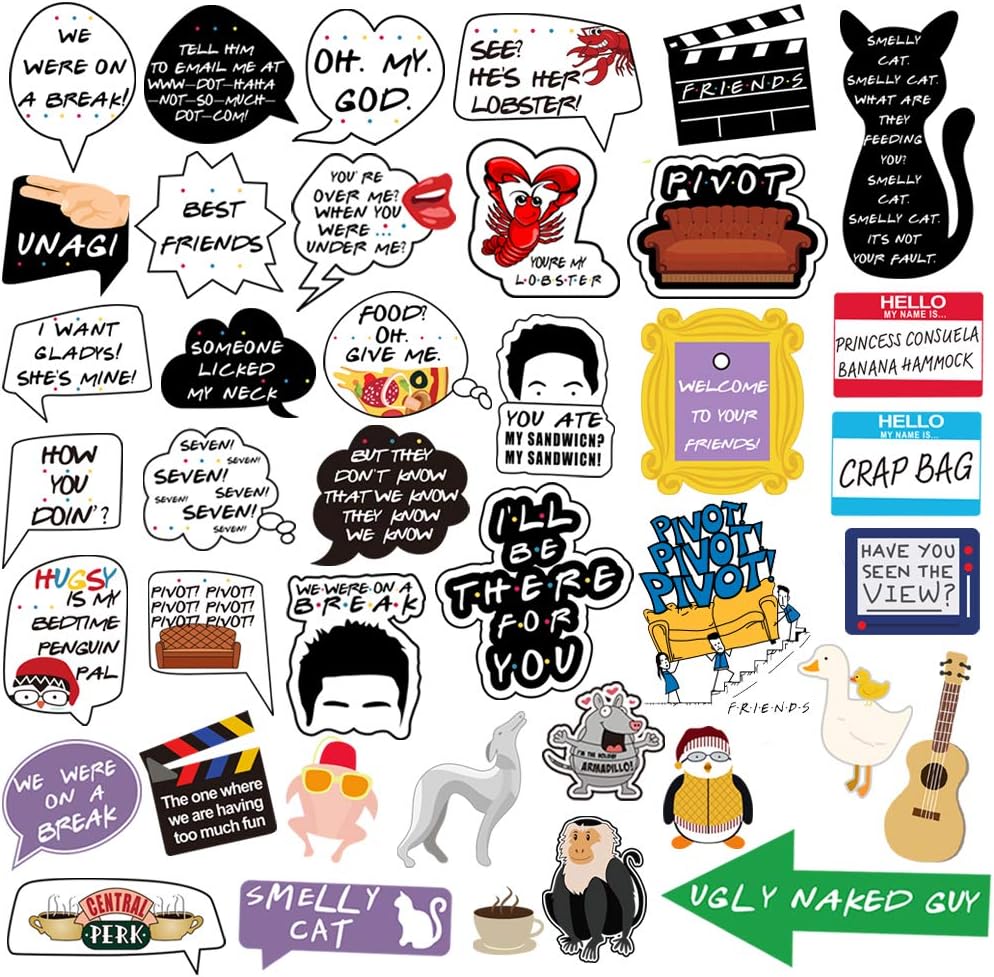 Amazon.com: 40PCS Friends TV Show Photo Booth Props, Friends Theme ...