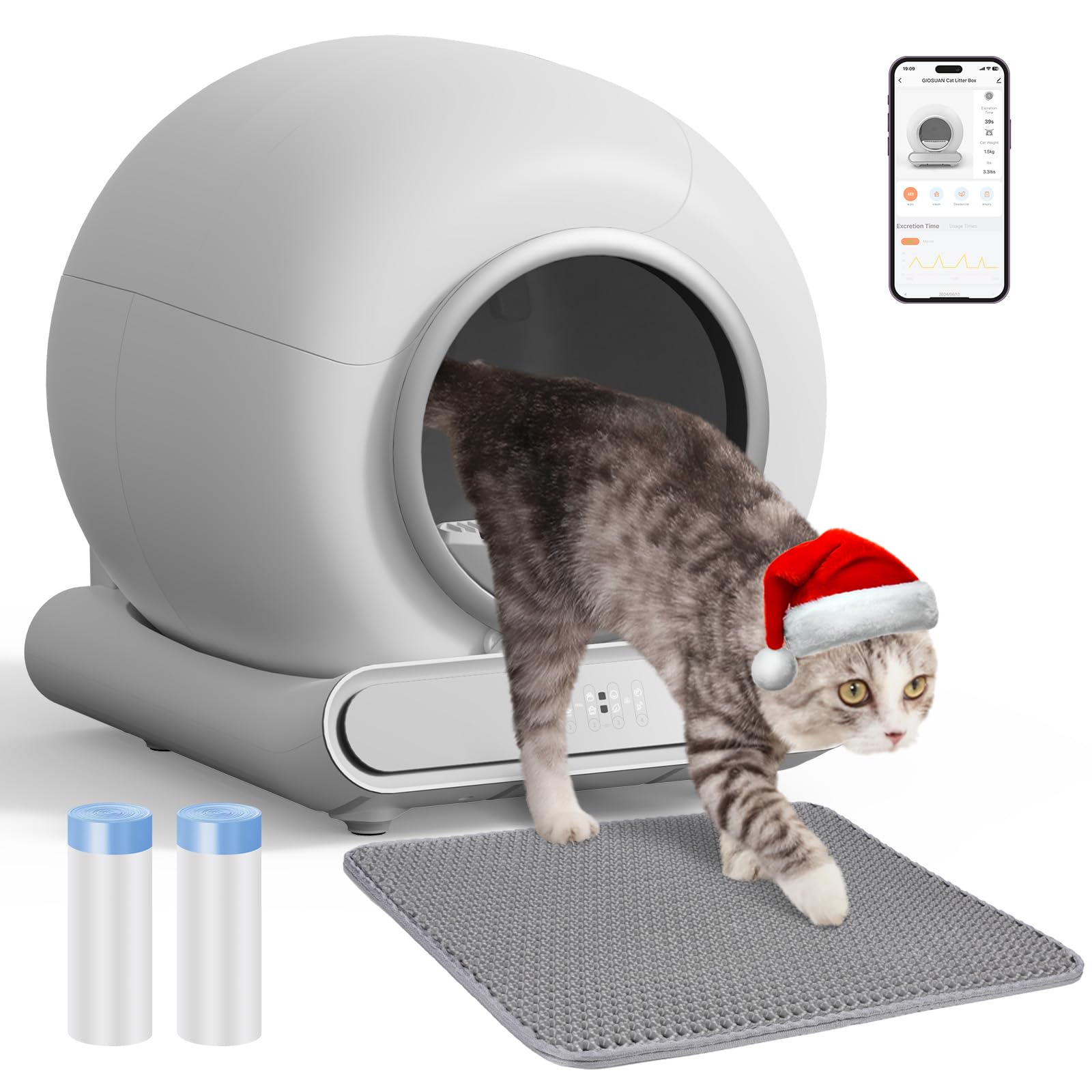 Giosuan Self Cleaning Cat Litter Box, Smart Automatic Cat Litter Box ...