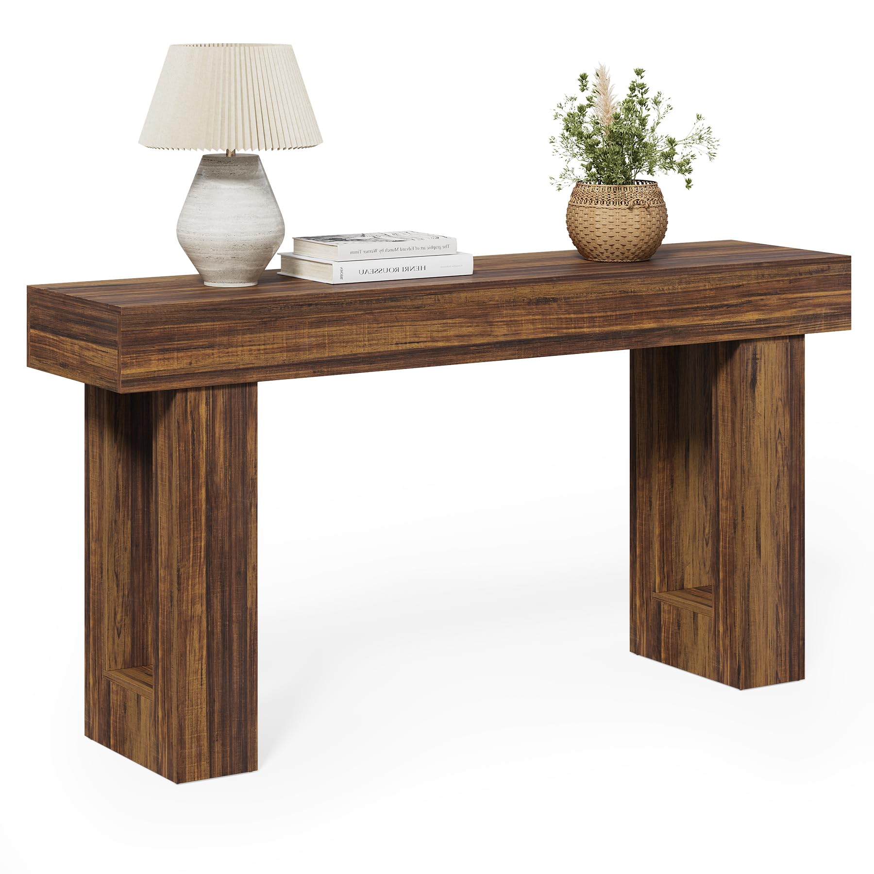 Little Tree 63 Inches Long Console Table for Entryway, Rustic Brown ...