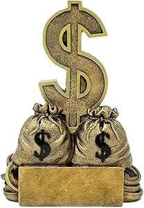 Amazon.com: Dollar Sign Trophy - Sales or Fundraising Award - Gold Bag ...