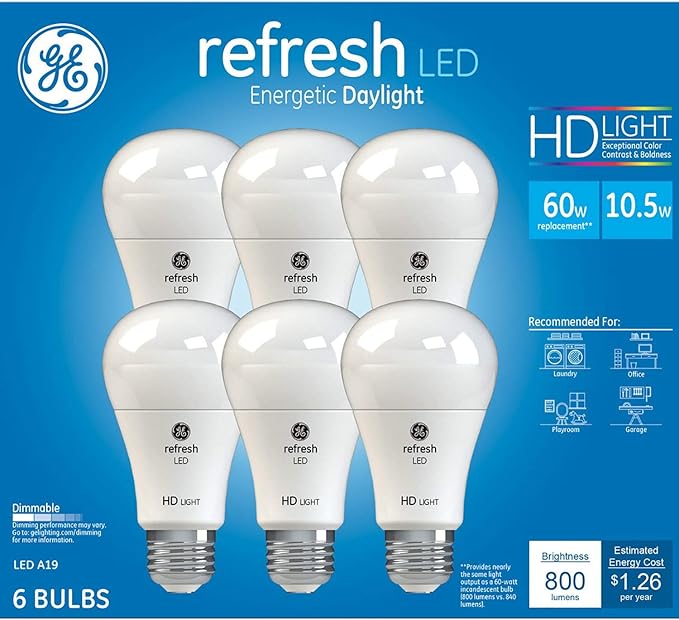GE Refresh High Definition LED Light Bulb 10.5-watt 5000K Energetic ...