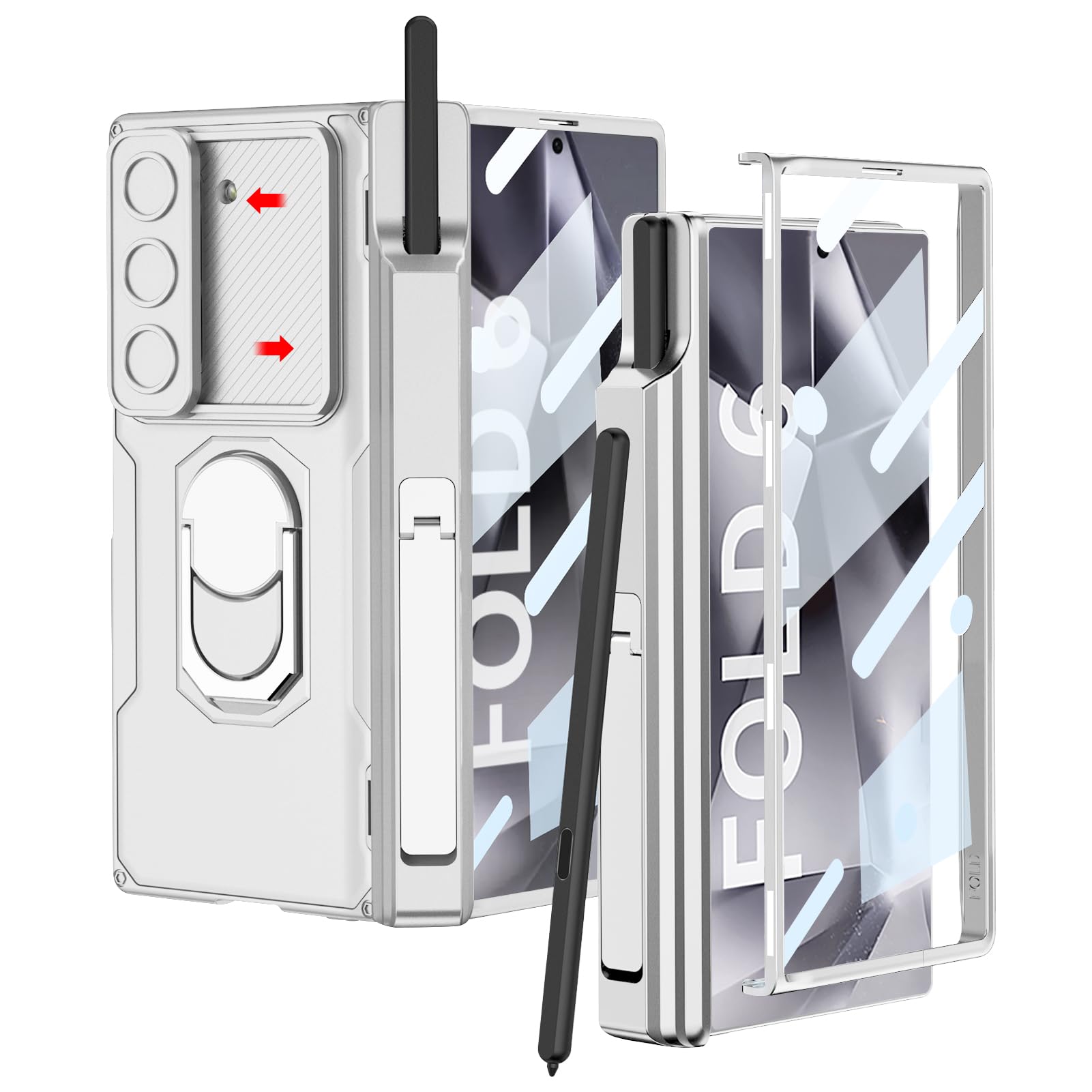 DOOTOO for Samsung Galaxy Z Fold 6 Case with Ring Stand, Z Fold6 S Pen ...