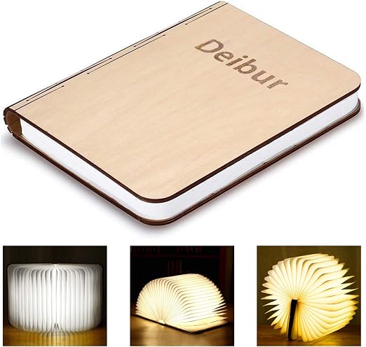 Libro Luz LED Lámpara Forma de Libro Plegable Recargable USB Book Lamp ...