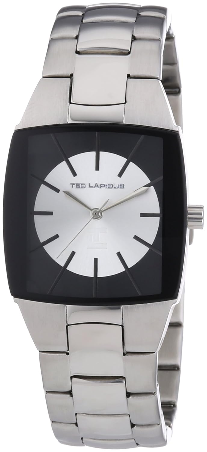 Ted Lapidus Men's Watch with LCD Analogue Dial and Silver Stainless ...