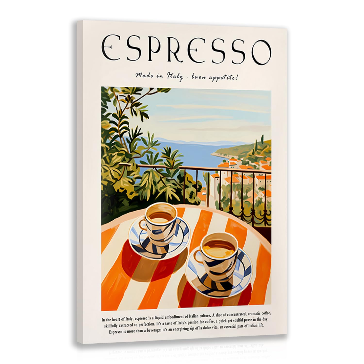 GELDSTEI Coffee Wall Art, Vintage Espresso Wrapped Canvas Print ...
