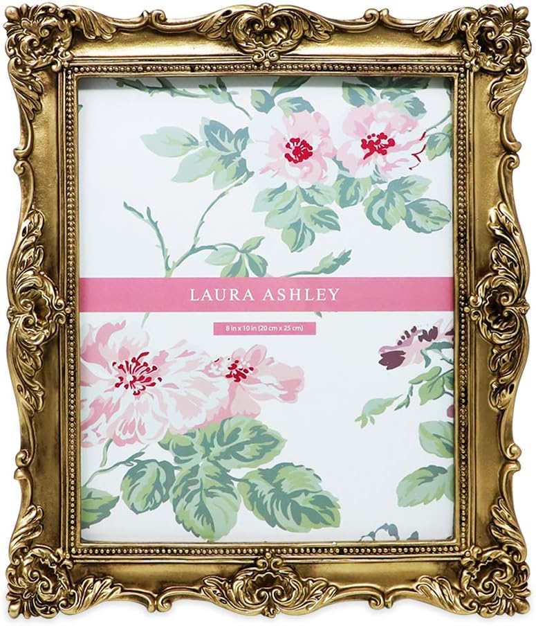 Amazon.com - Laura Ashley 8x10 Gold Ornate Textured Hand-Crafted Resin Picture Frame with Easel ...