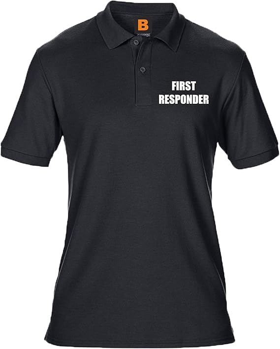 First Responder Printed Black Polo Shirt, Medical Clothing: Amazon.co ...