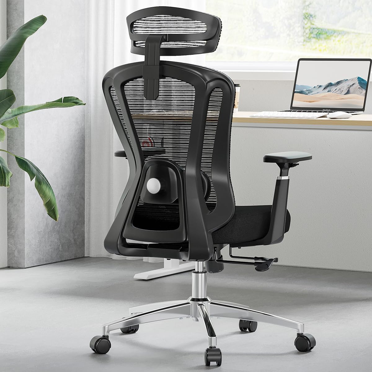 Farini Ergonomic Office Chair with Footrest, Mesh Office Desk Chair ...