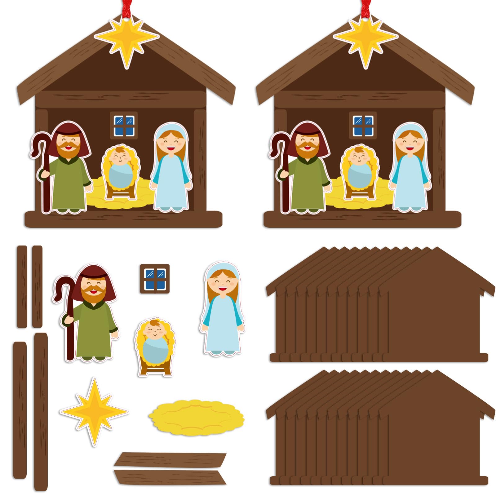 Shappy 24 Sets Make a Nativity Scene Stickers Ornament Craft for Kids ...