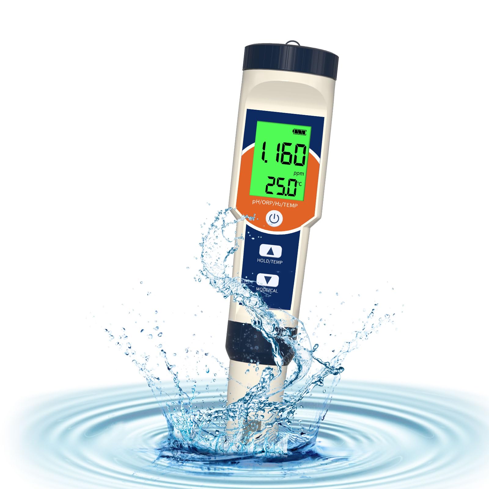 Yewhick Hydrogen Water Tester, 4 in 1 pH H2 ORP Temp Test Kit, Hydrogen ...